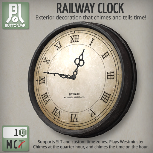Second Life Marketplace - Railway Clock - Buttonjar